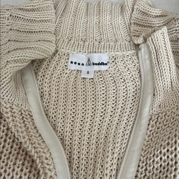 neon buddha | Sweaters | Neon Buddha Cream Full Double Zip Chunky ...